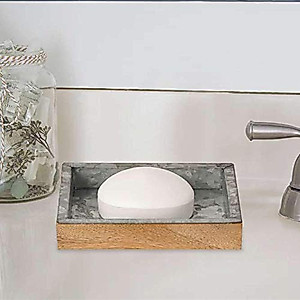 nu-steel CFT3H Confetti Collection Soap Dish, Perfect for Home & Bathroom Accessories, Galvanised Sheet and Wood