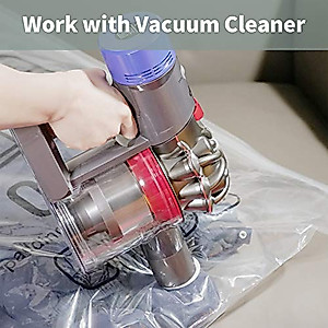 Meetall 4Pack Hanging Vacuum Storage Bag Reusable Space Saver Compressed Bag with Hangers.2pcs in 26.3x35.4inch(67x90cm) and 2pcs in 26.3x43.3inch (67x110cm).Work with Any Vacuum Cleaner.