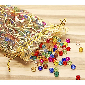 Shapenty 50PCS Organza Gift Bags Wedding Favor Candy Business Samples Display Jewelry Pouch Wrap with Drawstring for Baby Shower and Birthday Party (Gold)