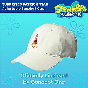 Spongebob Squarepants Dad Hat, Patrick Star Cotton Adult Baseball Cap with Curved Brim, White, One Size