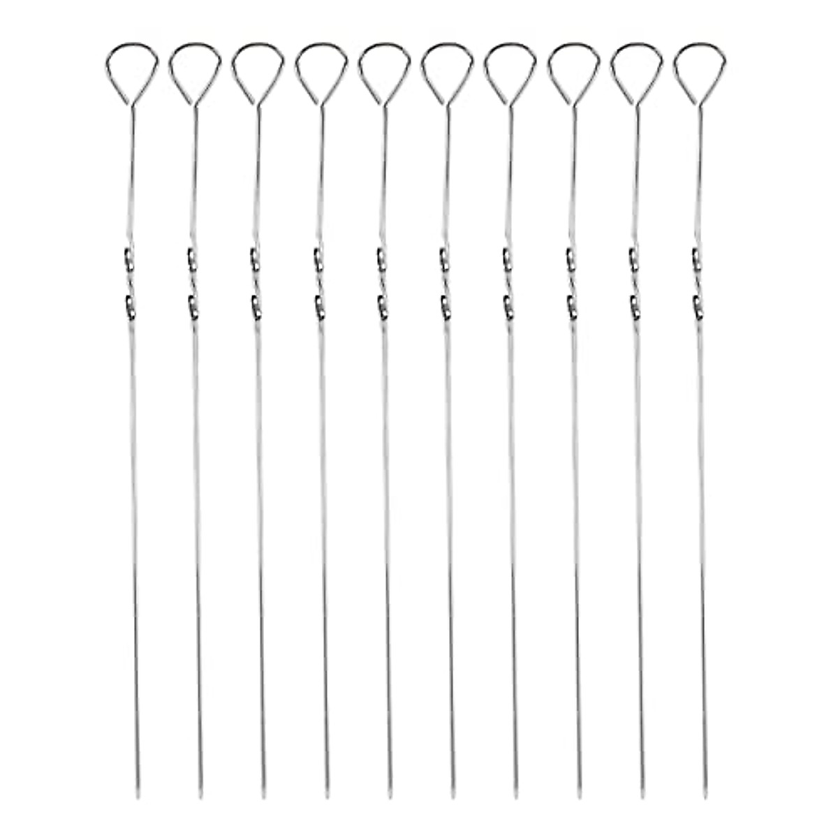 RvSky Garden kit Barbecue Skewer Flat Long Reusable Stainless Steel Kebab Sticks for Meat Vegetable Grilling 10pcs