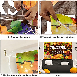 Friendsgiving Party Decorations, Thankful for You Banner for Happy Thanksgiving Party Decor, Friends Giving Party Wall Backdrop, Friendsgiving Sign Office Decorations Indoor