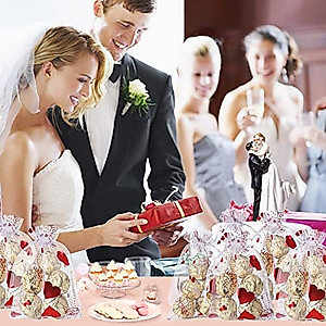 ENNIYU 100PCS Heart Organza Bags, 4x6 Wedding Favor Bags with Drawstring, Premium Mesh Jewelry Gift Bags for Valentines Candy Bags