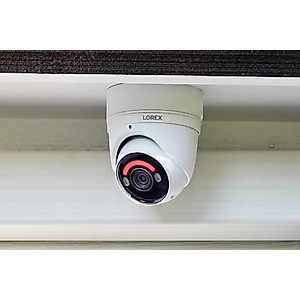 Lorex 4K 8MP IP Wired Metal Dome Outdoor/Indoor Security Camera, White - Smart Security Lighting, Smart Motion Detection, Deterrence Siren, Color Night Vision Booster, 2-Way Talk, IP67 Weatherproof
