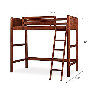 DHP Moon Bay Kids Wooden Loft Bed with Ladder, Twin, Walnut
