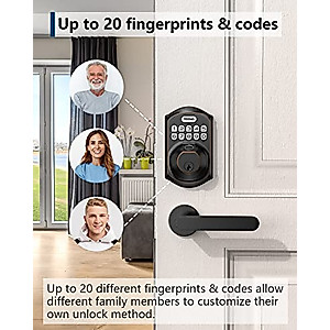 TEEHO TE002 Fingerprint Door Lock - Keyless Entry Door Lock with Keypad - Electronic Deadbolt Keyed Entry - Front Door Lock - Combination Door Lock - Easy Installation - Oil-Rubbed Bronze