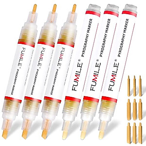 Scorch Pen Markers for Wood,Wood Burning Pen Set with 6PCS Scorch Pen Marker and Equipped with 9PCS Replacement Nib for DIY Wood Painting,Suitable for Artists and Beginners in DIY Wood Projects.