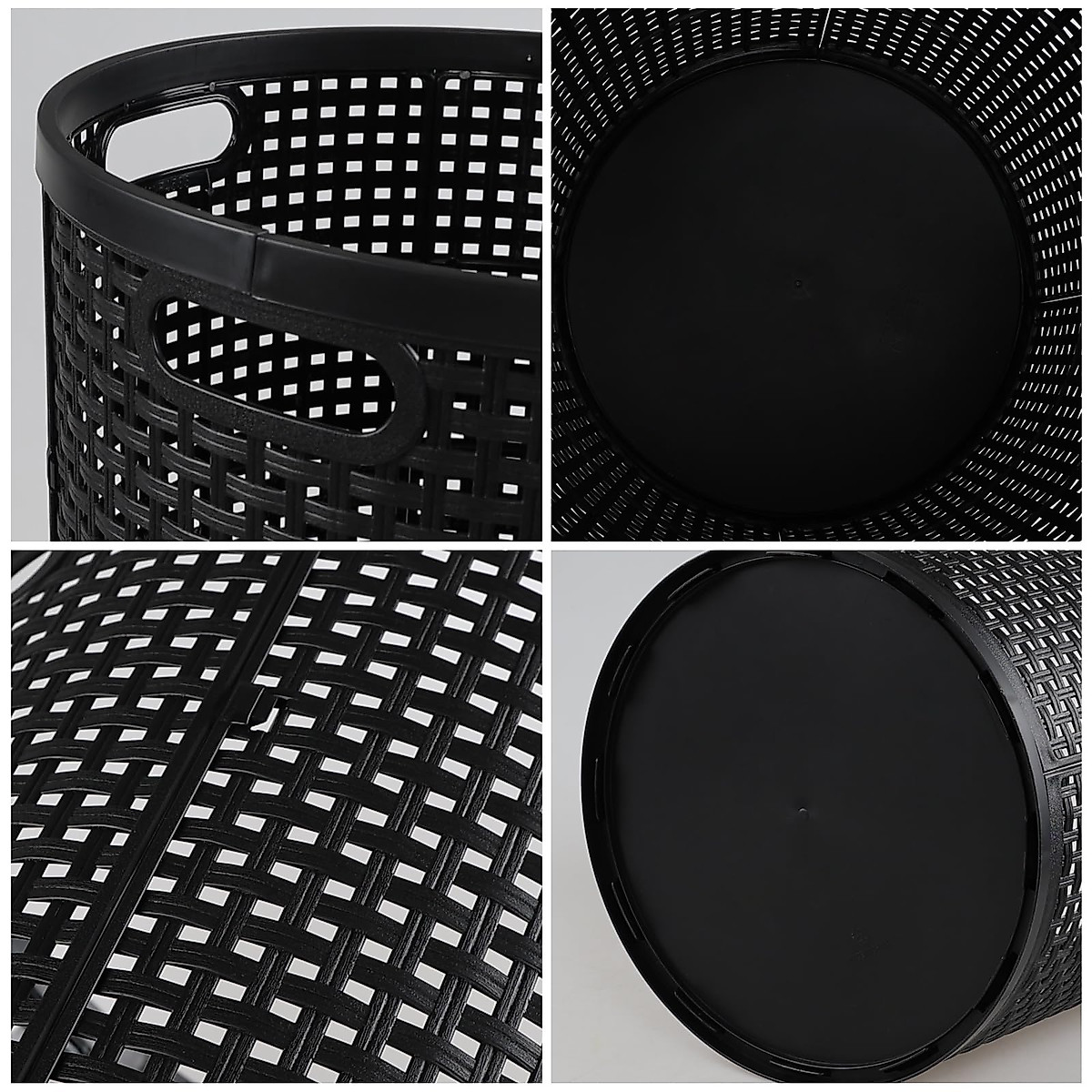 Waikhomes Laundry Hamper with Handles, Flexible Laundry Basket for Clothes, Black, F