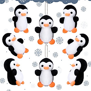 Skylety 8 Pcs Penguin Plush Keychain 4 Inch Stuffed Animal Bulk Small Hanging Stuffed Penguin Doll Mini Soft Companions Gift Present Party Favors for Kid Birthday Decoration(Black)