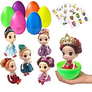 Jumbo Easter Eggs Basket Stuffers with Fashion Beauty Doll and Stickers for Girls Toddler Kids