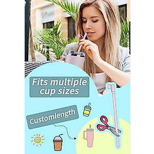 Doboli Replacement 12 inch Long Silicone Straw With Straw Cover,Compatible with Stanley Owala 40 oz 30 oz Cup Tumbler, 6 Pack Reusable Straw with Cleaning Brush,for Stanley Owala Tumbler Accessorie