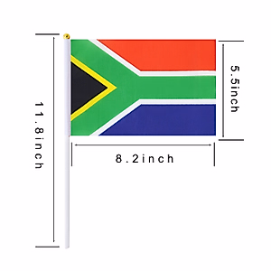 25 Pack Hand Held Small Mini Flag South Africa Flag South African Stick Flag Round Top National Country Flags,Party Decorations Supplies For Parades,World Cup,Festival Events ,International Festival