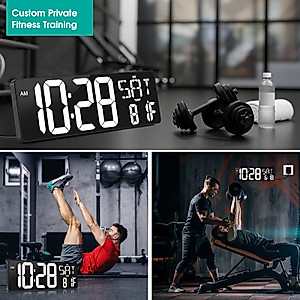 Tetino Large Digtal Wall Clock,16.5Inch LED Display Aram Clock with Auto-Dimming,Date,Indoor Temp,UP&Down Timer,12/24H System,Week,for Home Office,Kids, Gym,Classroom,Livingroom. (White)