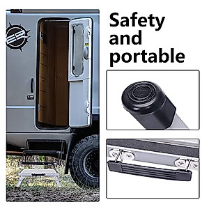 Homeon Wheels Safety RV Steps 16.5" x 12.2" RV Step Stool Folding Platform Step with Non-Slip Durable Feet, Reflective Stripe, Grip Handle, RV T Level More Stable Supports Up to 1000 lbs