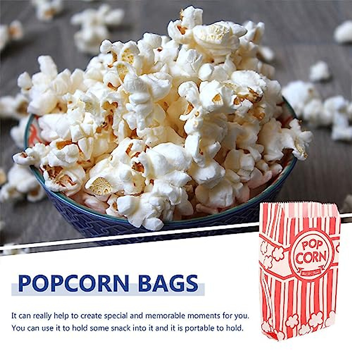 iplusmile Food Containers Popcorn Bags 20pcs Carnival Paper Popcorn Bags Snack Bags Individual Servings Popcorn Machine Accessories for Popcorn Bars Movie Nights Concessions