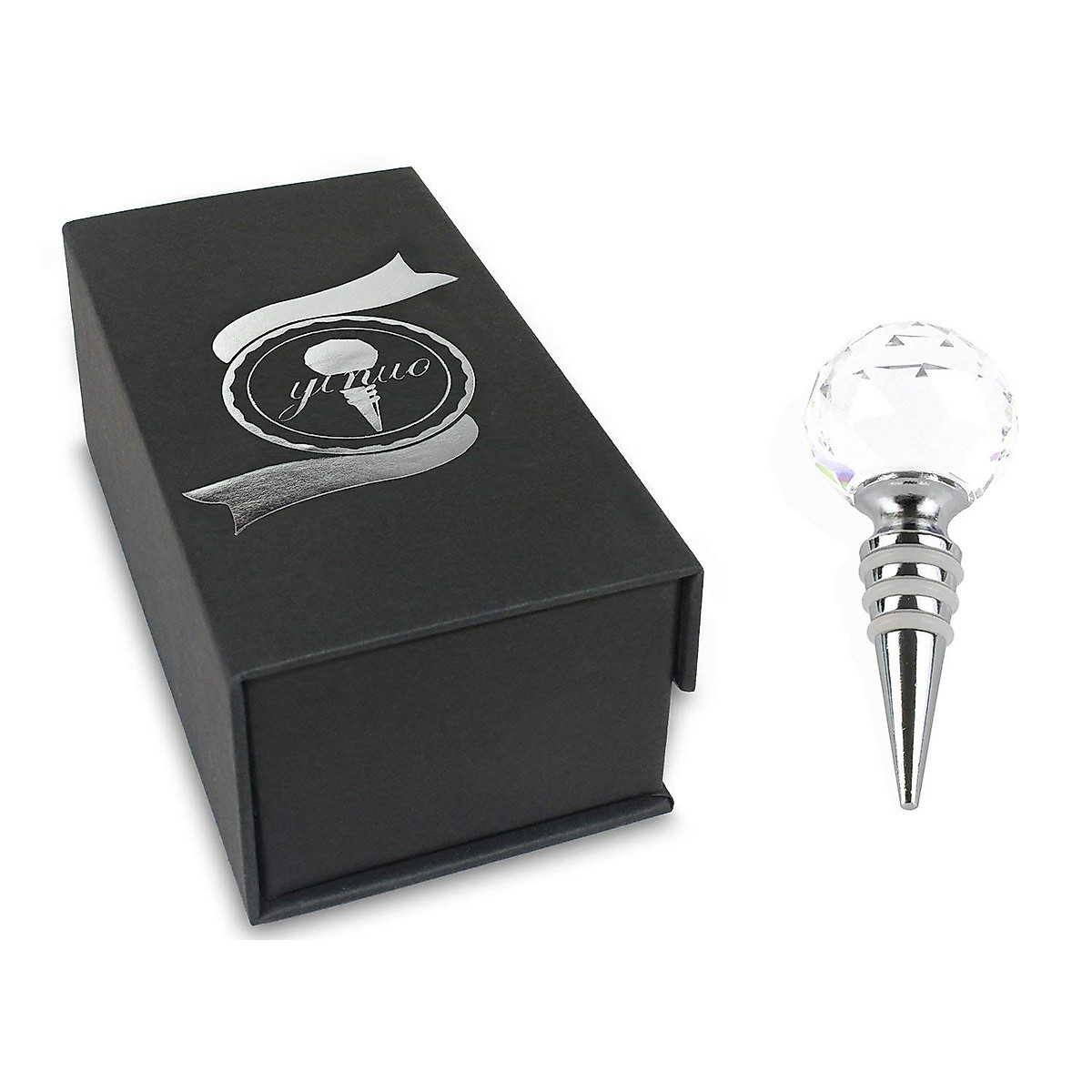 Crystal Wine Stoppers, YINUO Wedding Gift Diamond Wine Saver Wine Bottle Stopper with Gift Box - Crystal Clear