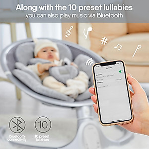 BabyBond Baby Gift Set Includes Bluetooth Baby Swing and Infant Insert, Portable Baby Swing with 10 Preset Lullabies, 5-Point Harness, 5 Speeds and Remote Control, Newborn Insert for 0-3 Months Baby