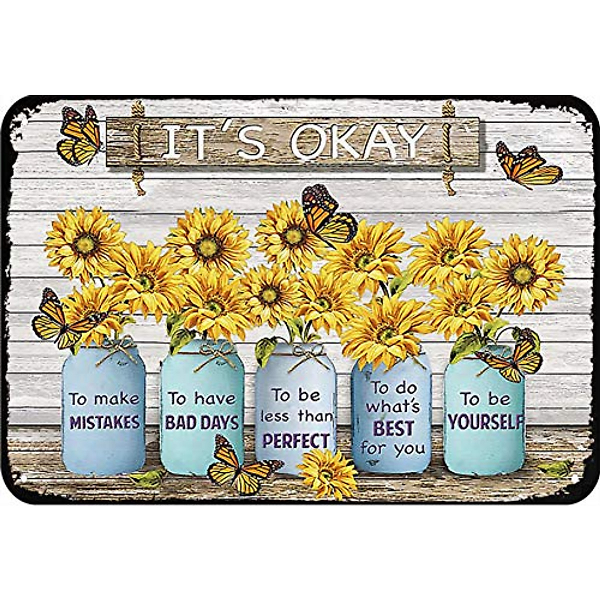Sunflower It's Okay to Make Mistakes Funny Metal Novelty Sign Metal Retro Wall Decor for Home,Street,Gate,Bars,Restaurants,Cafes,Store Pubs Sign Gift 12 X 8 INCH Metal Sign…