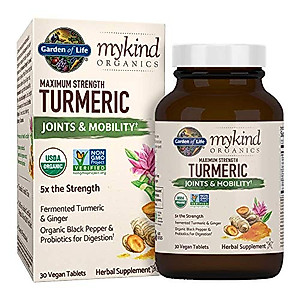 Garden of Life mykind Organics Maximum Strength Turmeric Joints & Mobility Support 30 Tablets - 500mg Curcumin (95% Curcuminoids) Black Pepper - Organic Non-GMO Vegan & Gluten Free Herbal Supplements