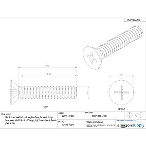 Small Parts 18-8 Stainless Steel Machine Screw, Plain Finish, Flat Head, Phillips Drive, Meets ASME B18.6.3, 1/2" Length, Fully Threaded, #4-40 UNC Threads (Pack of 100)