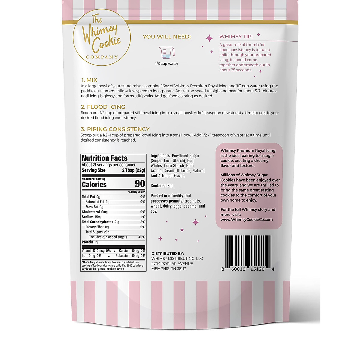 Whimsy Cookie Company PREMIUM White Royal Icing Mix, 16 oz