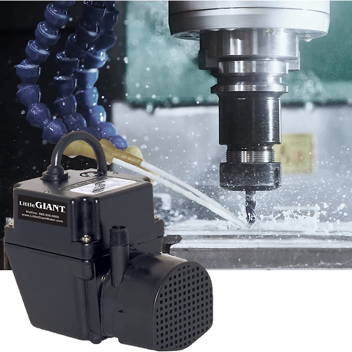 Little Giant 2E-38N-WG In-line/Submersible 300 GPH, 1/40 HP, 115 Volt Manual Small Oil-filled Aluminum Pump with 15-ft. Cord, Black, 502375