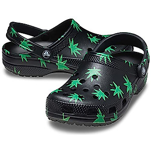 Crocs Unisex Classic Hemp Leaf Clogs, Half Baked and Weed Graphics, Black, Numeric_6 US Men
