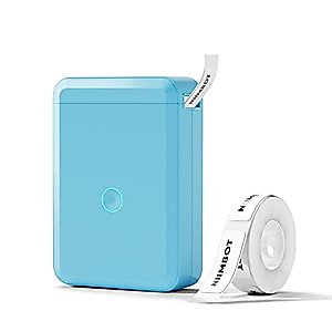 NIIMBOT D110 Label Maker Machine with Tape, Small Thermal Sticker Printer with 0.59''x1.18'' Labels, Portable Bluetooth Connection, Blue