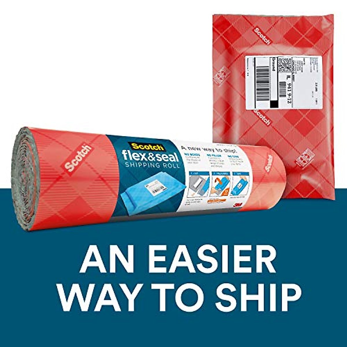 Scotch Flex and Seal Shipping Roll, 10 Ft x 15 in, Red Edition, Easy Packaging Alternative to Poly Mailers, Shipping Bags, Bubble Mailers, Padded Envelopes, Boxes (FS-1510-HOL)