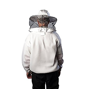 FOREST BEEKEEPING SUPPLY Ventilated Ultra-Light Bee Jacket - Clear View Vented Round Veil with YKK Brass Zippers & Thick for Maximum Protection for Professional & Beginner Beekeepers (X-Large)