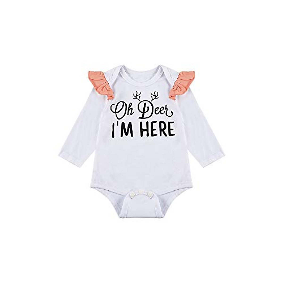 Newbron Baby Girl Deer Theme Outfit Daddy's Little Girl Clothing Oh Deer I'm Here Deer Pant Set (Blue,0-3 Months)