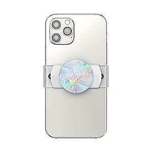 PopSockets: Phone Grip Slide for Phones and Cases, Sliding Phone Grip with Expanding Kickstand, Square Edges - White Opalescent