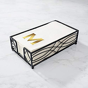 Lillian Vernon Copperplate Personalized Monogram Foil Stamped Linen-Like Guest Hand Towels (Set of 100)- 50% Cotton 50% Paper Blend, 13" by 17" Open and 4 1/2" by 8 1/2" Closed, Choose from 5 Colors