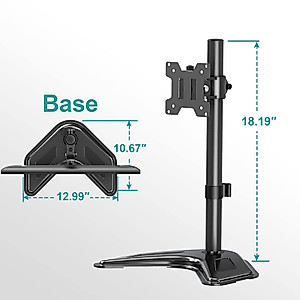 MOUNT PRO Single Monitor Stands Fits 13-32 inch/17.6 lbs Screen, Free Standing Computer Monitor Mount, Monitor Desk Stand with Adjustable Height/Tilt/Swivel/Rotation, VESA Monitor Stand 75x75 100x100