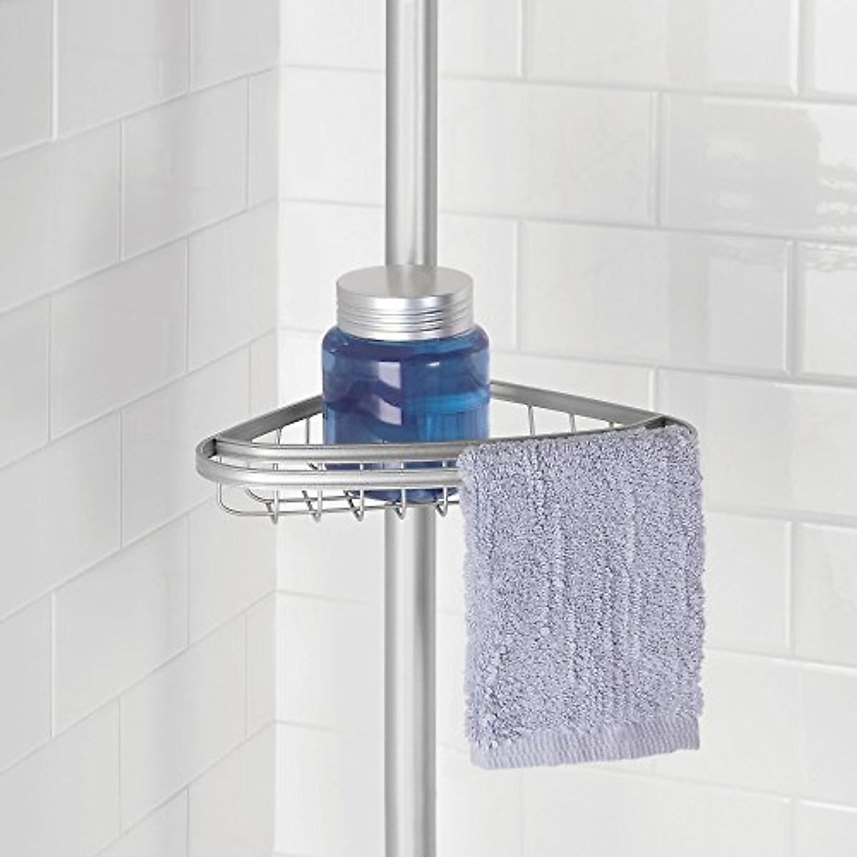 iDesign Steel 4-Shelf Extendable Tension Shower Caddy, The York Collection - 8" x 11" x 108", Silver