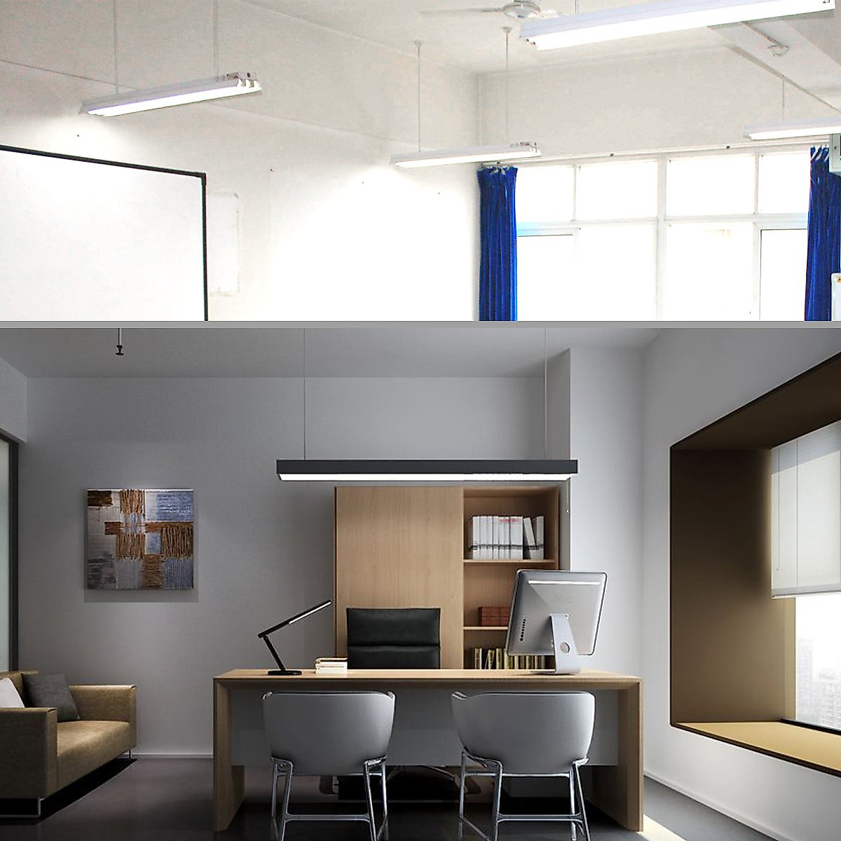 4FT LED Shop Light for Garages, 42W 4800LM 5000K Daylight LED Shop Lights, LED Ceiling Light with Pull Chain (ON/Off), Linear Worklight Fixture with Plug, 10 Pack