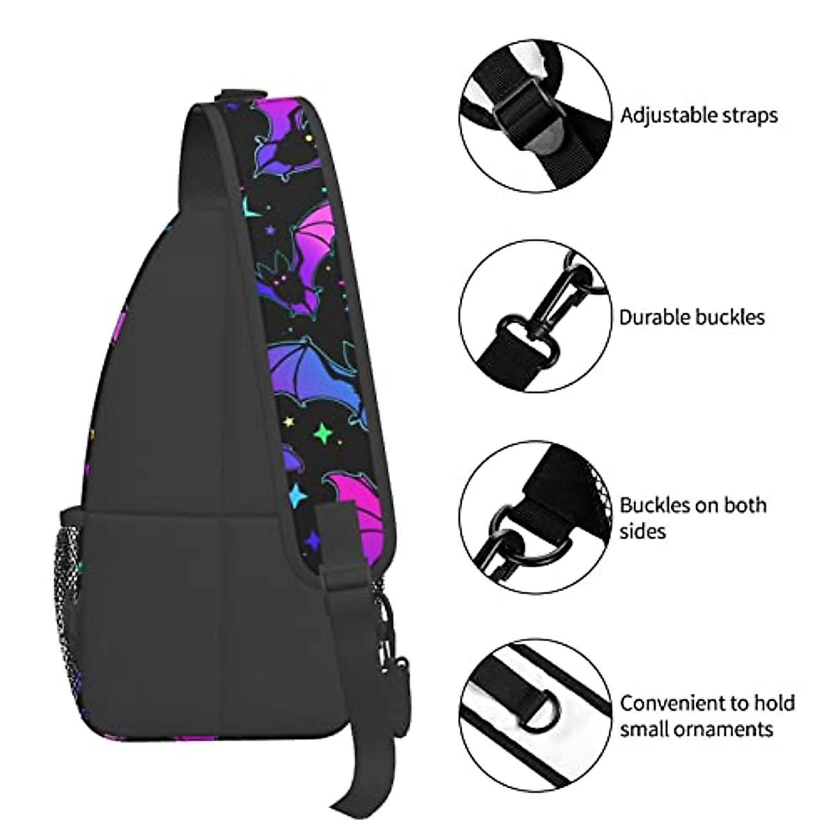Fylybois Bat Sling Bag For Men Women Crossbody Chest Backpack Daypack Shoulder Bags
