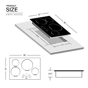 Empava 30" Electric Induction Cooktop Built-in Modular Stovetop with 4 Elements 9 Power Level Boost Burners in Black Vitro Ceramic Glass, 30 Inch