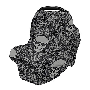 Nursing Cover Breastfeeding Scarf Skull Pattern- Baby Car Seat Covers, Stroller Cover, Carseat Canopy (m)