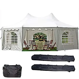 Delta 29'x21' Decagonal Party Tent Canopy, Wedding Tent Gazebo, Heavy Duty Outdoor Event Shelter, Water Resistant, White