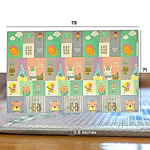 SUVELB Foldable Baby Play Mat - Reversible, Extra Large, Thick Foam Crawling Playmats for Infants, Toddlers, Kids - Waterproof Indoor Outdoor Tummy Time Floor Activity Mat (79 x 71 x 0.6 inches)