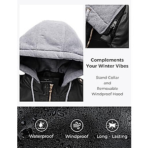 wantdo Womens Plus Size Faux Leather Jacket Outwear with Removable Hood Black XXX-Large