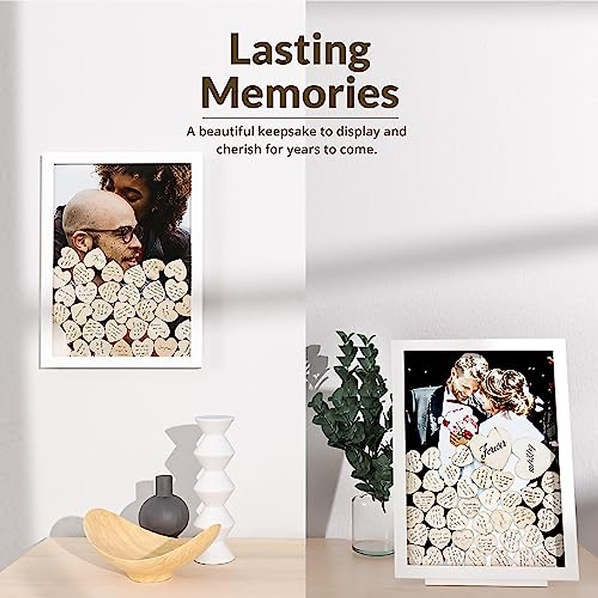 GLM Premium Wedding Guest Book Alternative with Welcome Sign and 85 Hearts - A Perfect Piece to Rustic Wedding Decorations for Ceremony Outside, an Alternative for Your Guest Book Wedding Reception!