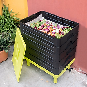 TOP XIAN 5-Tray Worm Composter,100L Worm Compost Bin for Vermicomposting Starter, Indoor & Outdoor Worm Farm Composting Bin, Worm Compost Bin for Recycling Food Waste