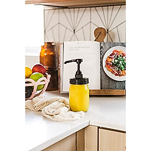 Jarmazing Products Mason Jar Syrup Dispenser - Set of 2 – 16 oz Smooth Jars with Rust-Proof, Leak-Proof, Food Grade Pumps for Honey, Syrups, Condiments, Salad Dressings and More