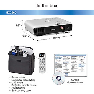 Epson EX3260 SVGA 3,300 lumens color brightness (color light output) 3,300 lumens white brightness (white light output) HDMI 3LCD projector