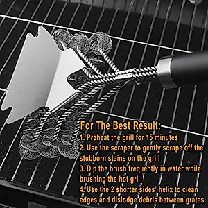 GRILLJOY 18inch Grill Cleaning Brush Bristle Free - Ideal BBQ Grill Accessories Gift for Christmas - Safe BBQ Cleaning Grill Brush with Extra Wide Scraper - BBQ Brush for Gas/Charcoal/Porcelain Grill