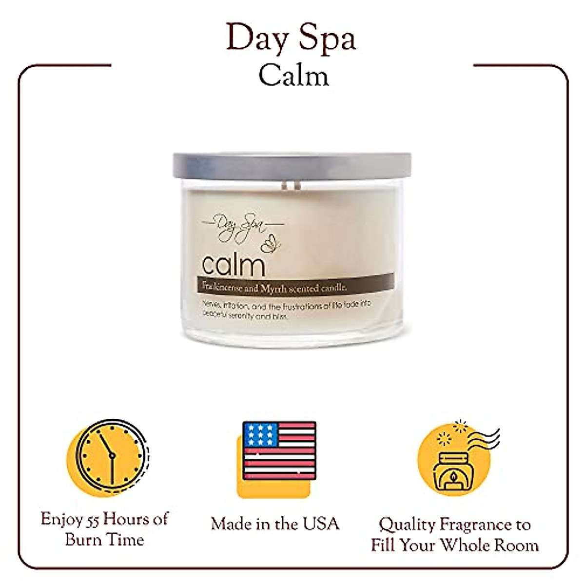 A Cheerful Giver Day Spa Frankincense and Myrrh Scented Candle - 11-Ounce Soy Candle with 55 hours Burn Time - Birthday Gift for Women