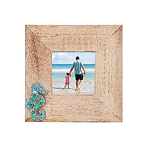 Beachcombers Picture Frame Beaded with Seahorse, 8-inch Height