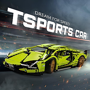 DAHONPA Green Sports Car MOC Building Blocks Kit, 1:14 Scale Sports Car Model Toys(1268 Pcs), Static Version, no Power Pack, Gift for Adults and Kids